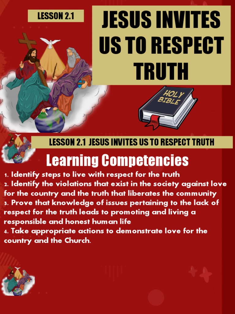 Unit 2 - Lesson 1 Jesus Invites Us To Respect Truth | PDF | Jesus | Truth