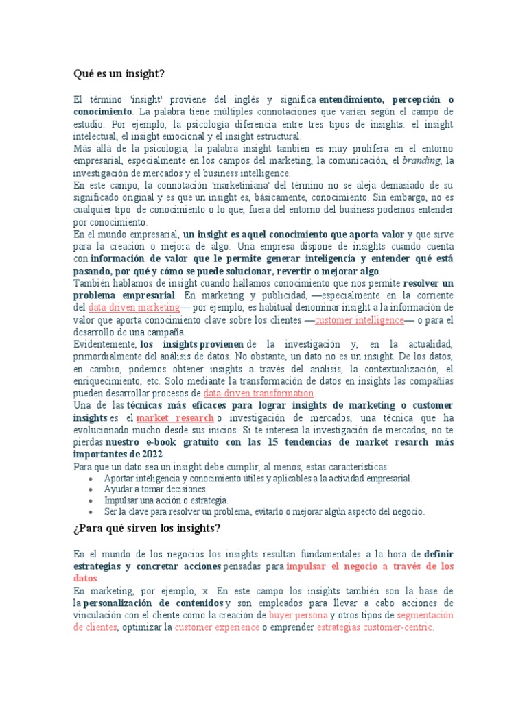 Qué Es Un Insight | Descargar gratis PDF | Marketing | Los consumidores