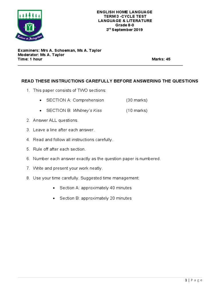 T3 Cycle Test Eng | PDF | Knowledge