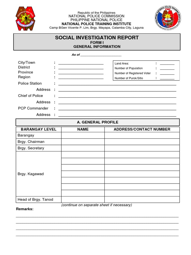 Social Investigation Report Form On ECIP | PDF
