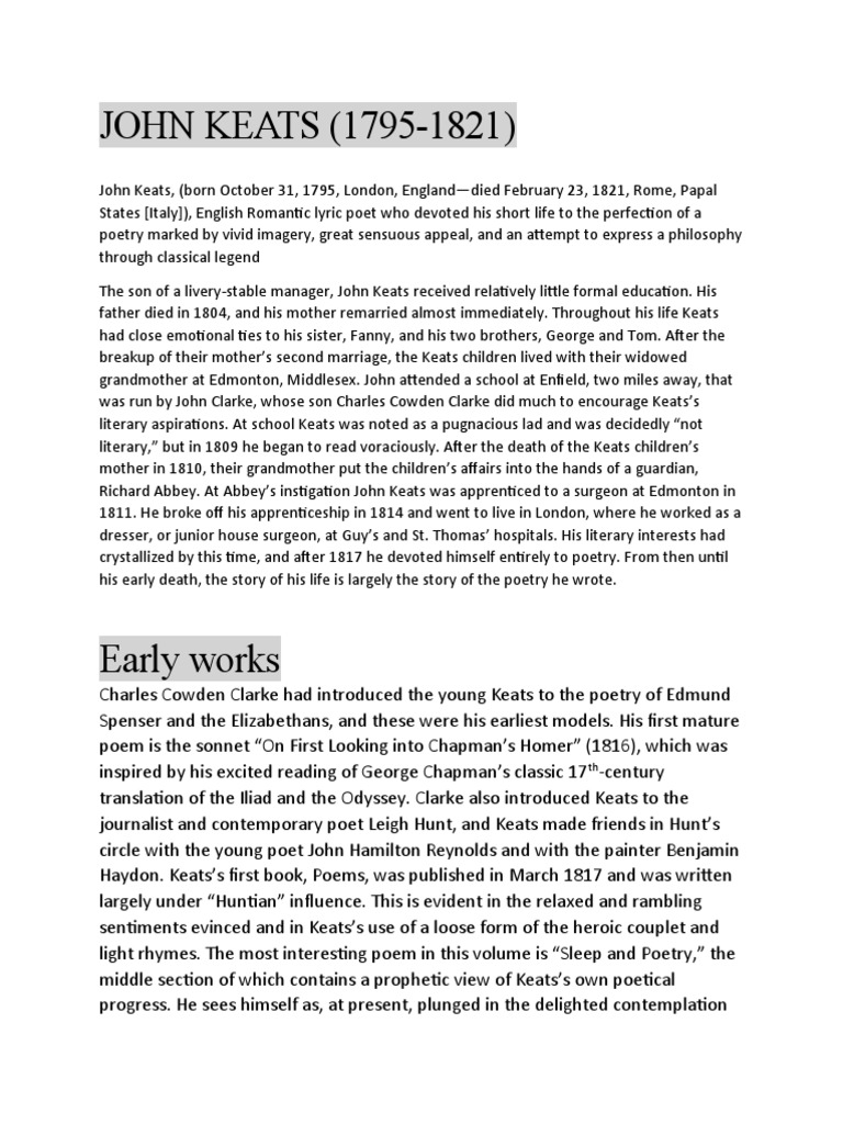 John Keat | PDF | John Keats | Poetry