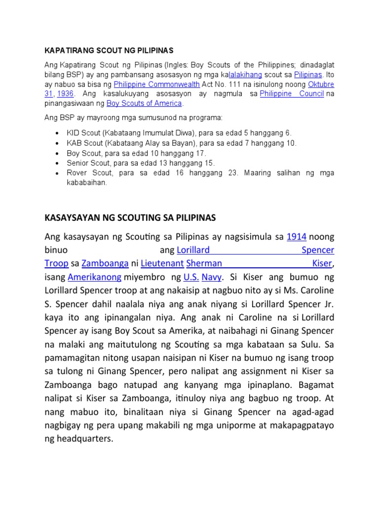 Ang Kasaysayan NG Scouting Sa Pilipinas | PDF