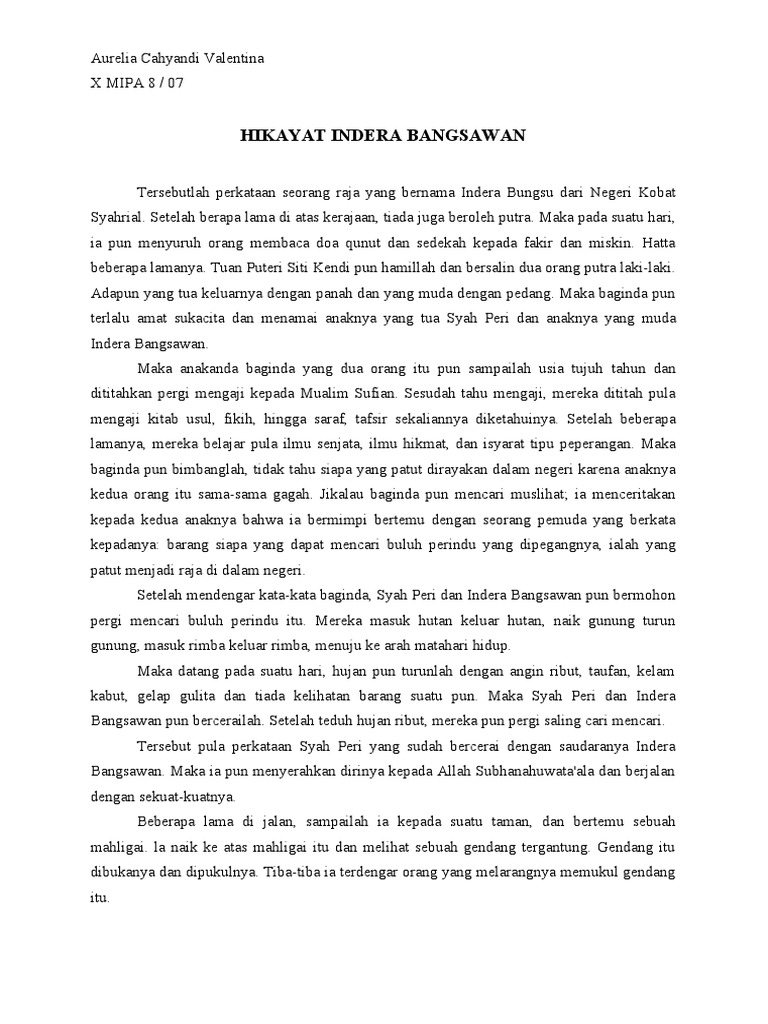 Hikayat Indera Bangsawan Reli | PDF