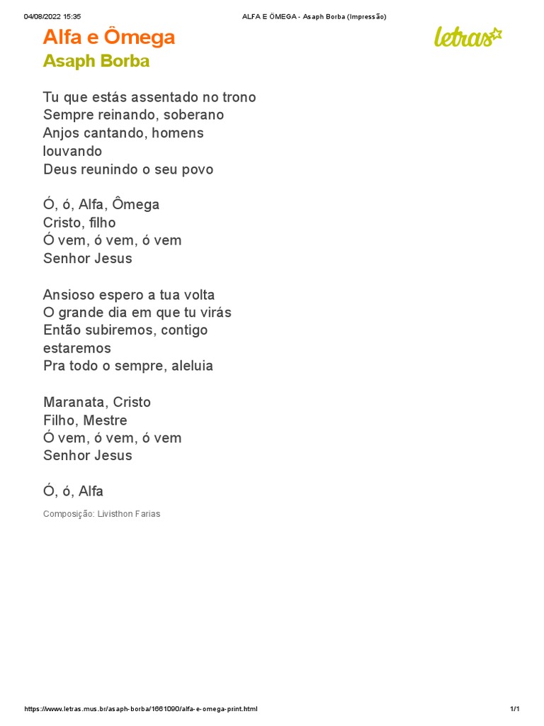 ALFA E ÔMEGA - Asaph Borba (Impressão) | PDF