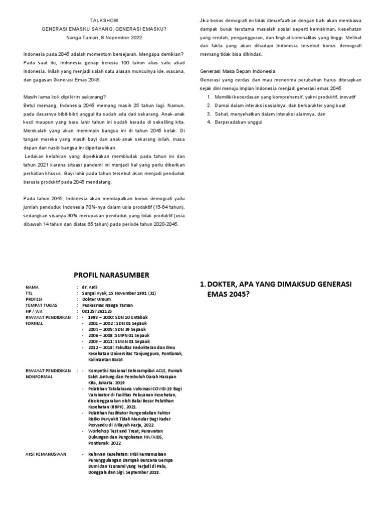 Naskah Talkshow | PDF | Ilmu Sosial | Pengembangan Diri