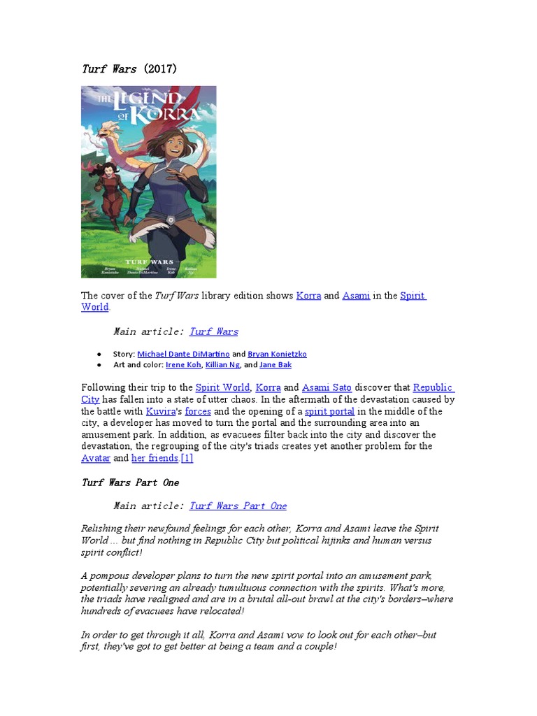 Korra Asami Spirit World Turf Wars | PDF