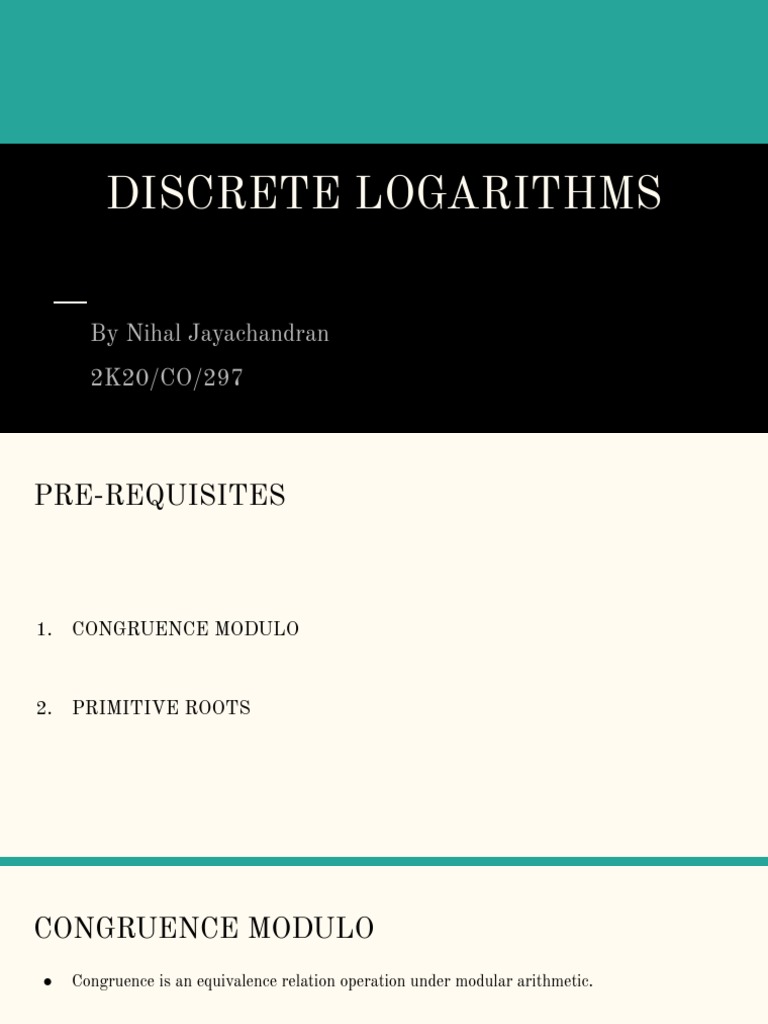 Discrete Logarithms | PDF | Elementary Mathematics | Mathematical Concepts