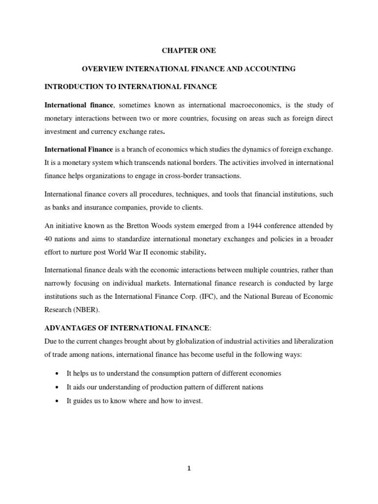 International Accounting and Finance | PDF | Balance Of Payments ...