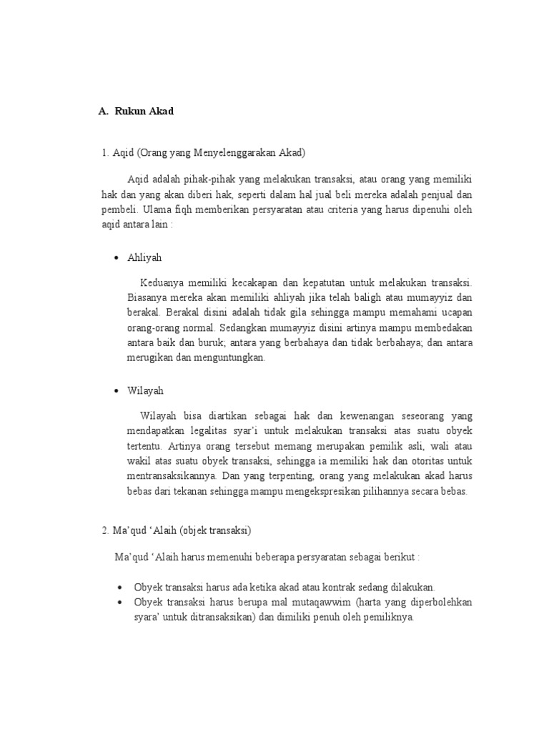 Rukun dan Syarat Akad Syariah | PDF