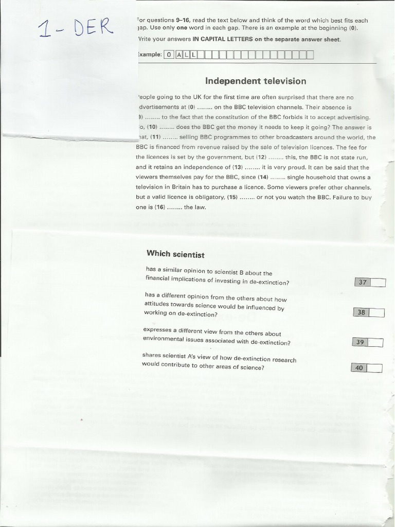 Cae Reading and Listening Practice Test | PDF