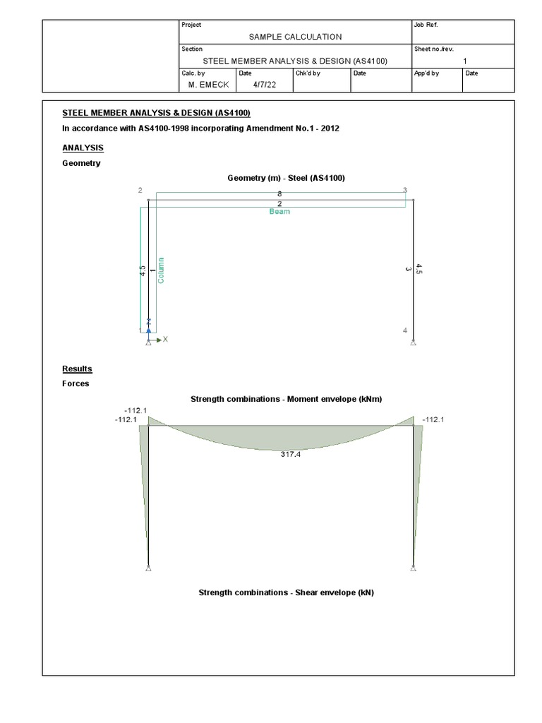 AS4100 Steel Member Design Analysis | PDF | Strength Of Materials ...