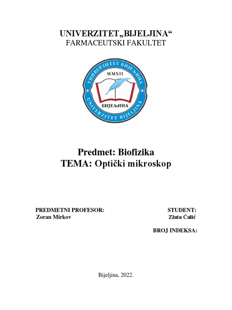 Opticki Mikroskop | PDF