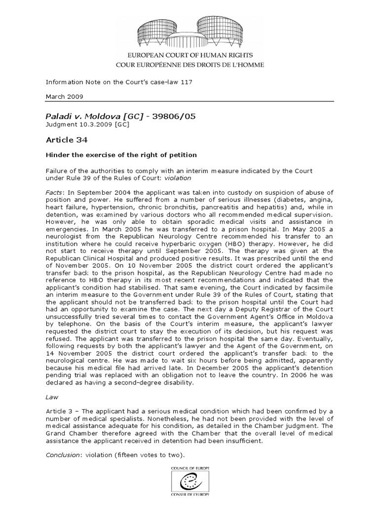 Paladi Contra Moldovei | PDF | Detention (Imprisonment) | Prosecutor Paladi Contra Moldovei | PDF | Detention (Imprisonment) | Prosecutor