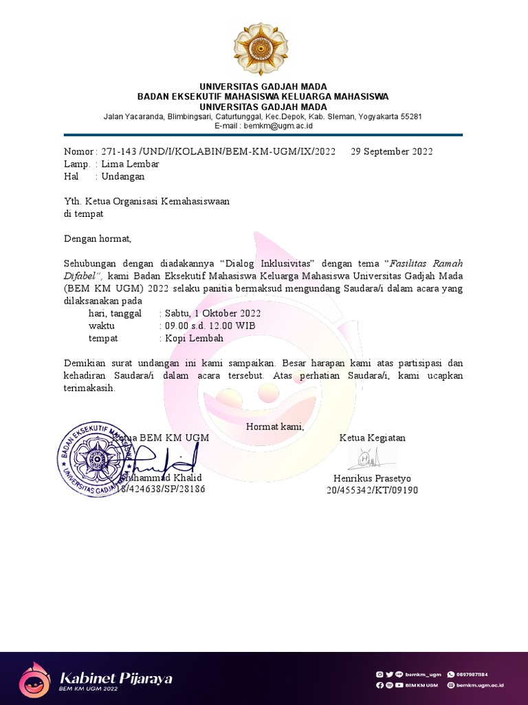 Undangan Dialog Inklusivitas UGM | PDF