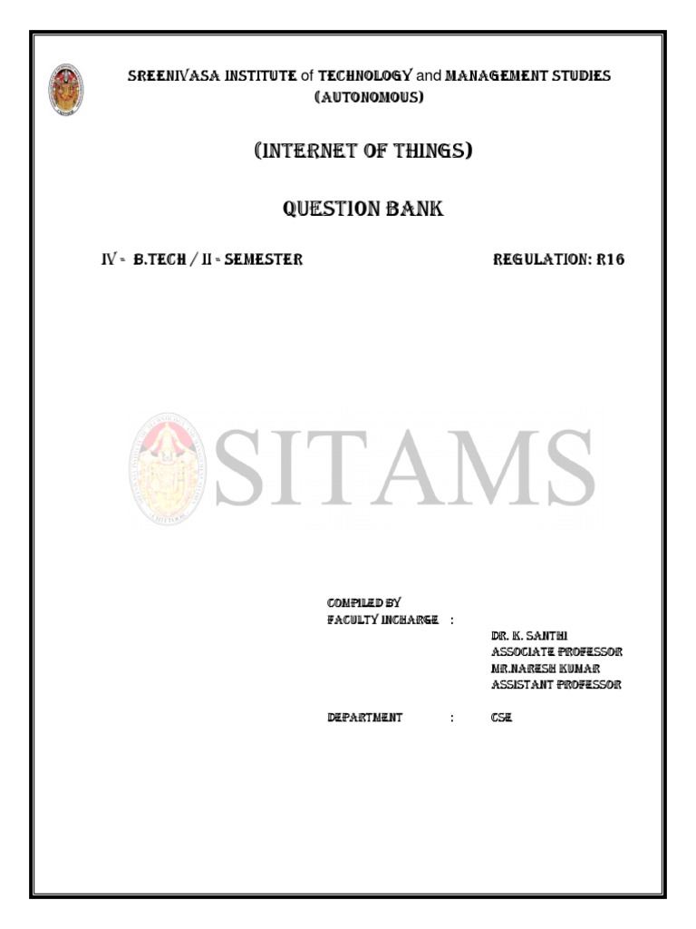 Iot Question Bank | PDF | Internet Of Things | Gateway (Telecommunications)