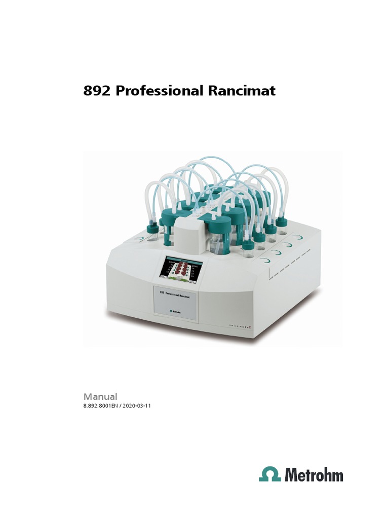 892 Professional Rancimat: Manual | PDF | Chemistry