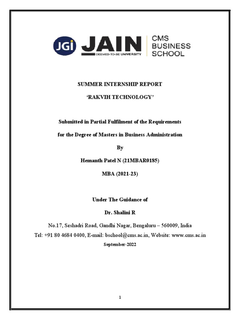 SIP Report RAKVIH Technologies | PDF | Human Resource Management ...
