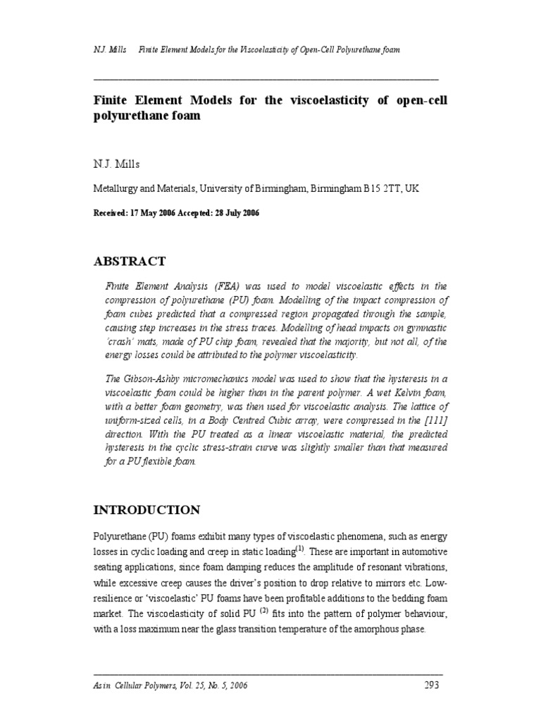PU Foam Modeling 2 | PDF | Viscoelasticity | Deformation (Engineering)