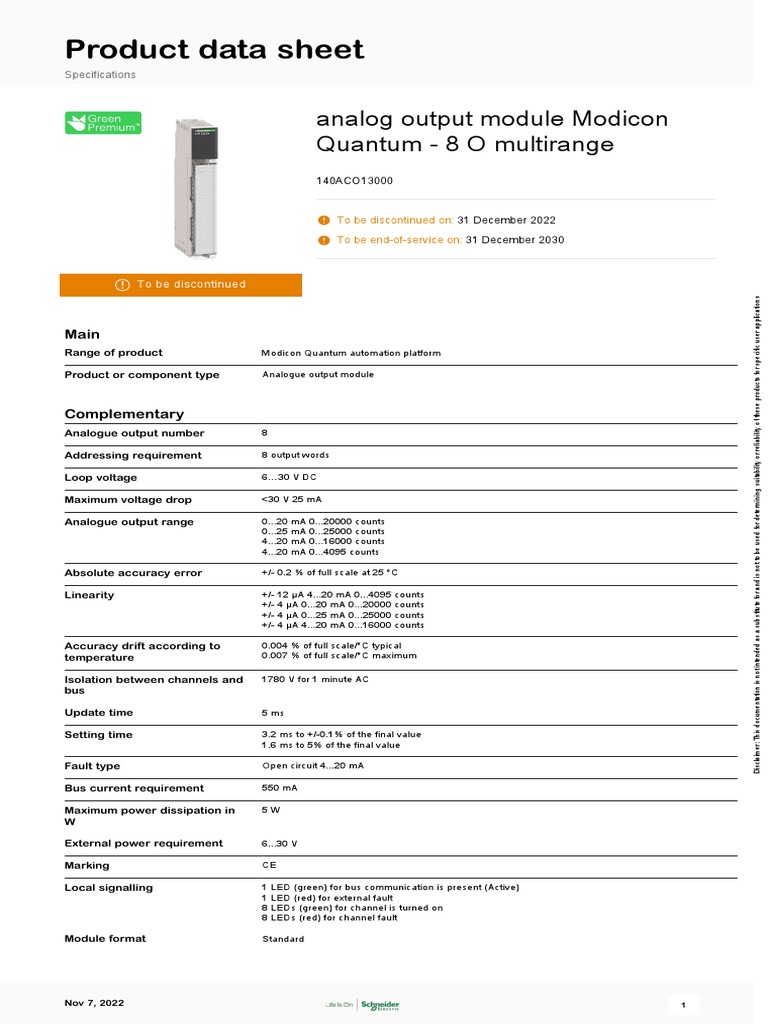 Modicon Quantum - 140ACO13000 | PDF | Electrical Engineering | Electricity