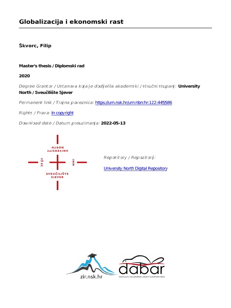 Globalizacija I Ekonomski Rast Skvorc | PDF