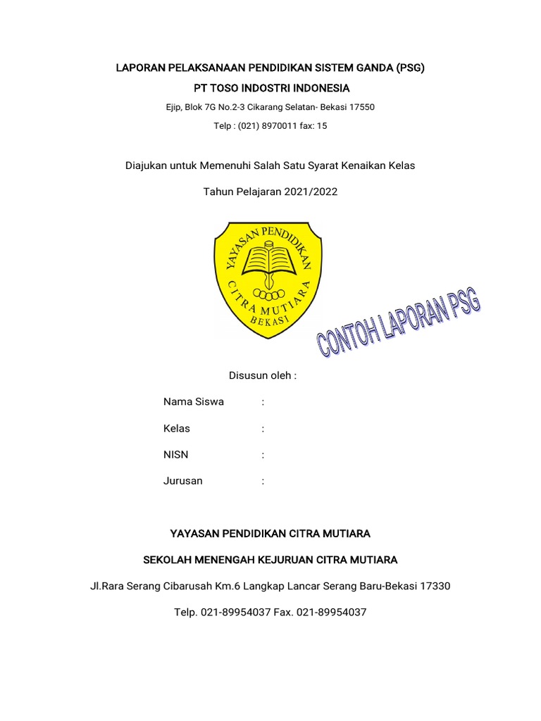 Contoh Laporan PSG PDF | PDF | Karier & Perkembangan