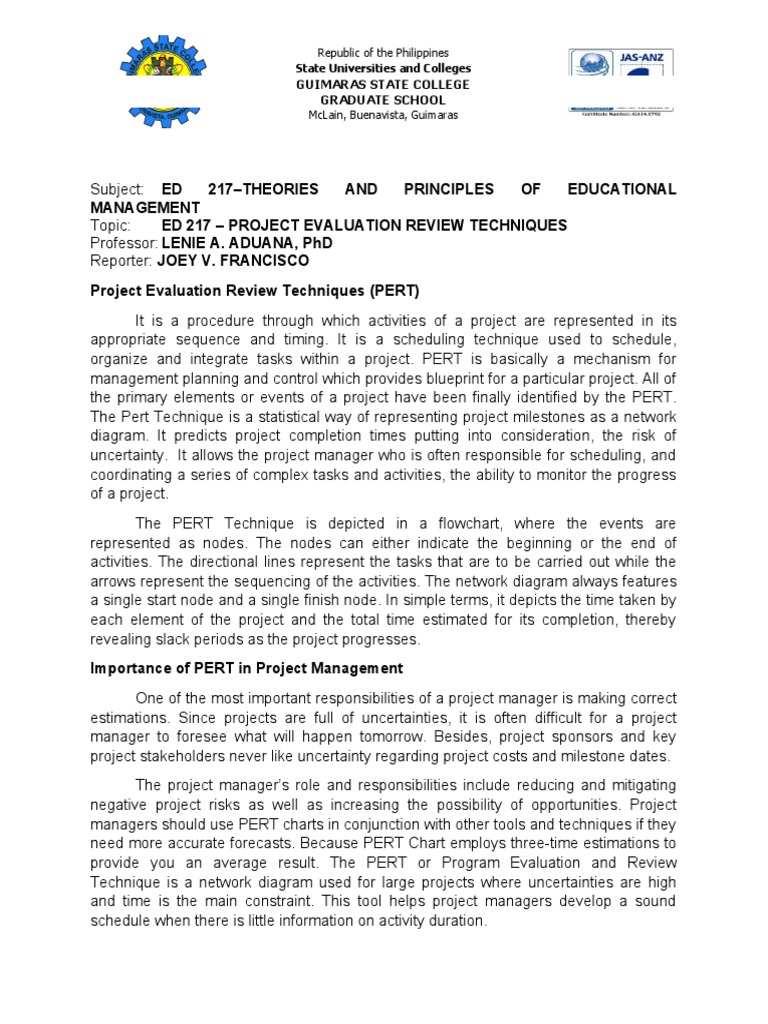 Pert Pdf Business Analysis