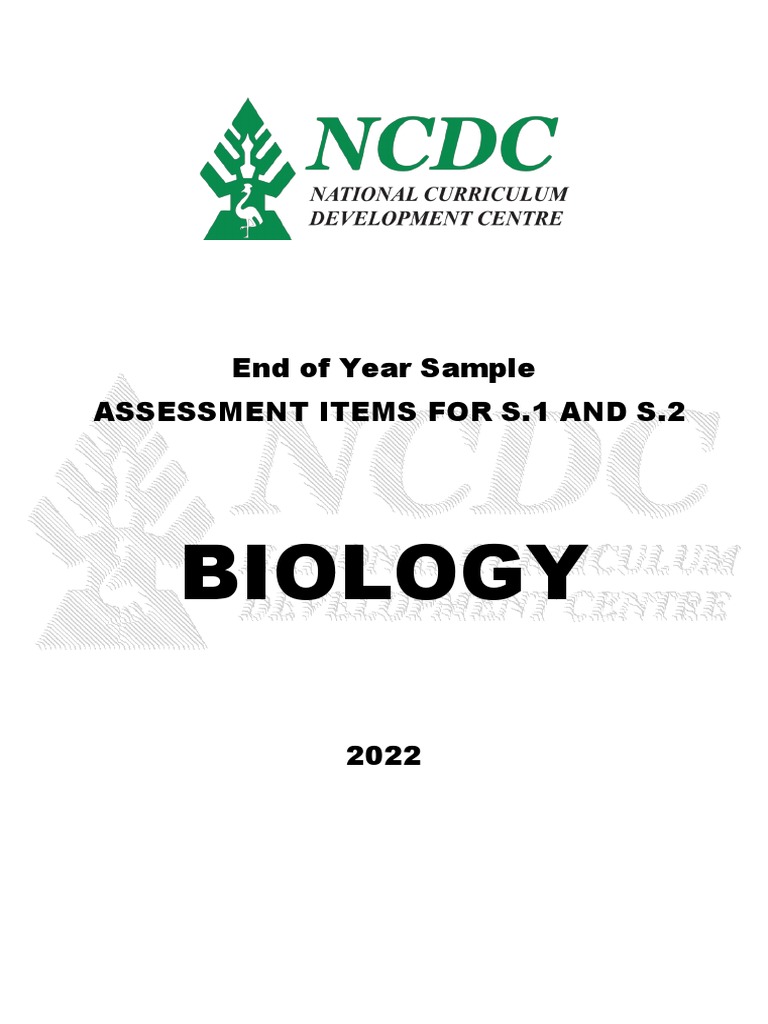 NCDC Biology Sample Assessment Items S1 S2 2022 | PDF | Educational ...