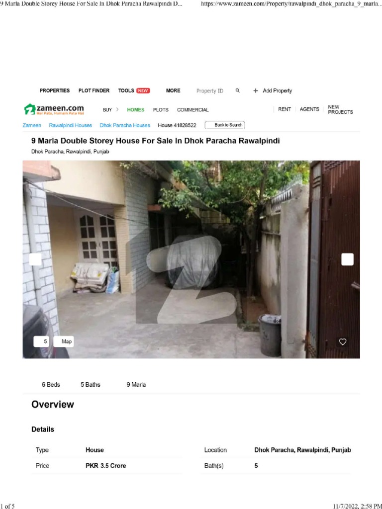 9 Marla Double Storey House For Sale in Dhok Paracha Rawalpindi Dhok ...