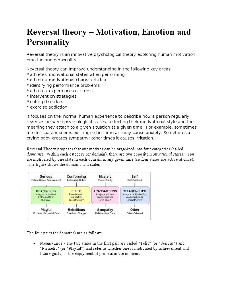 Reversal Theory - Enhancing Sports Performance | PDF | Motivation ...