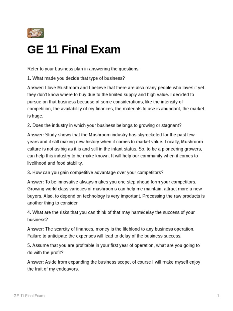 GE 11 Final Exam | PDF | Business