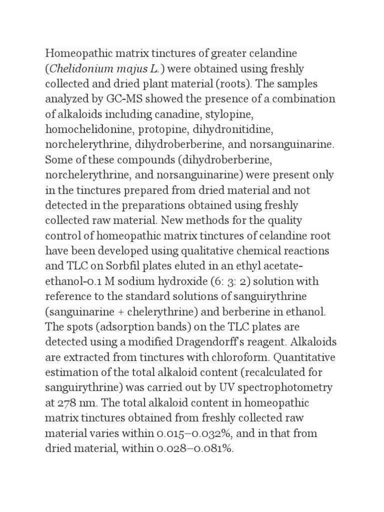 Homeopathic Matrix Tinctures | PDF | Science & Mathematics