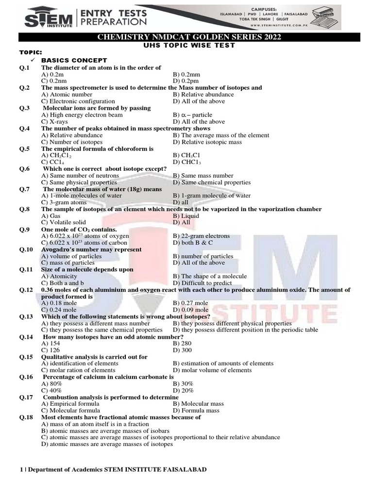 01 Unit# 1 | PDF | Mole (Unit) | Molecules