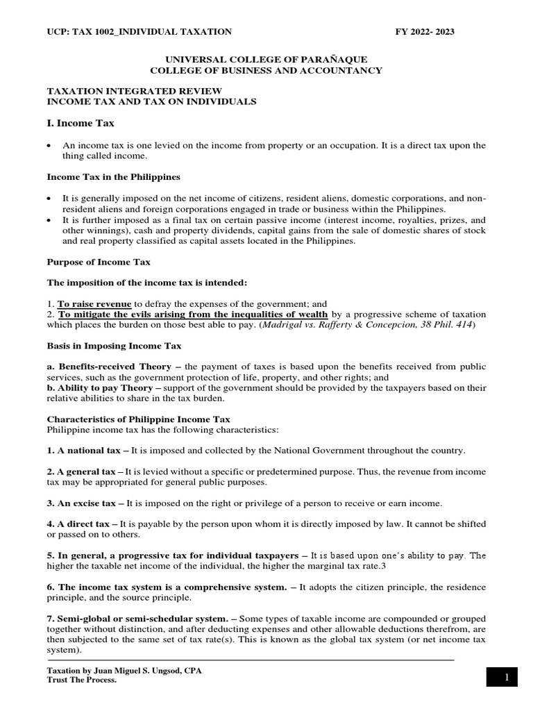 TAX L002 Individual Taxation | PDF | Capital Gains Tax | Taxes
