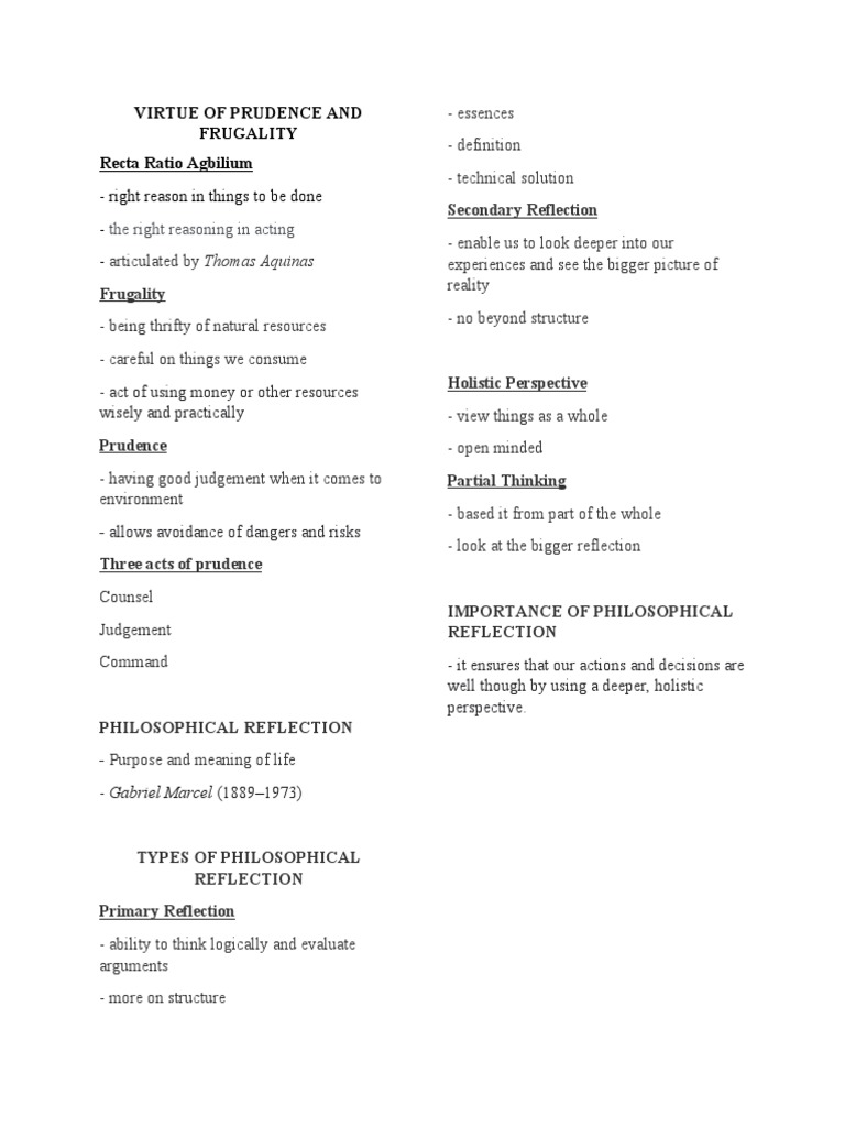 Virtue of Prudence and Frugality | PDF