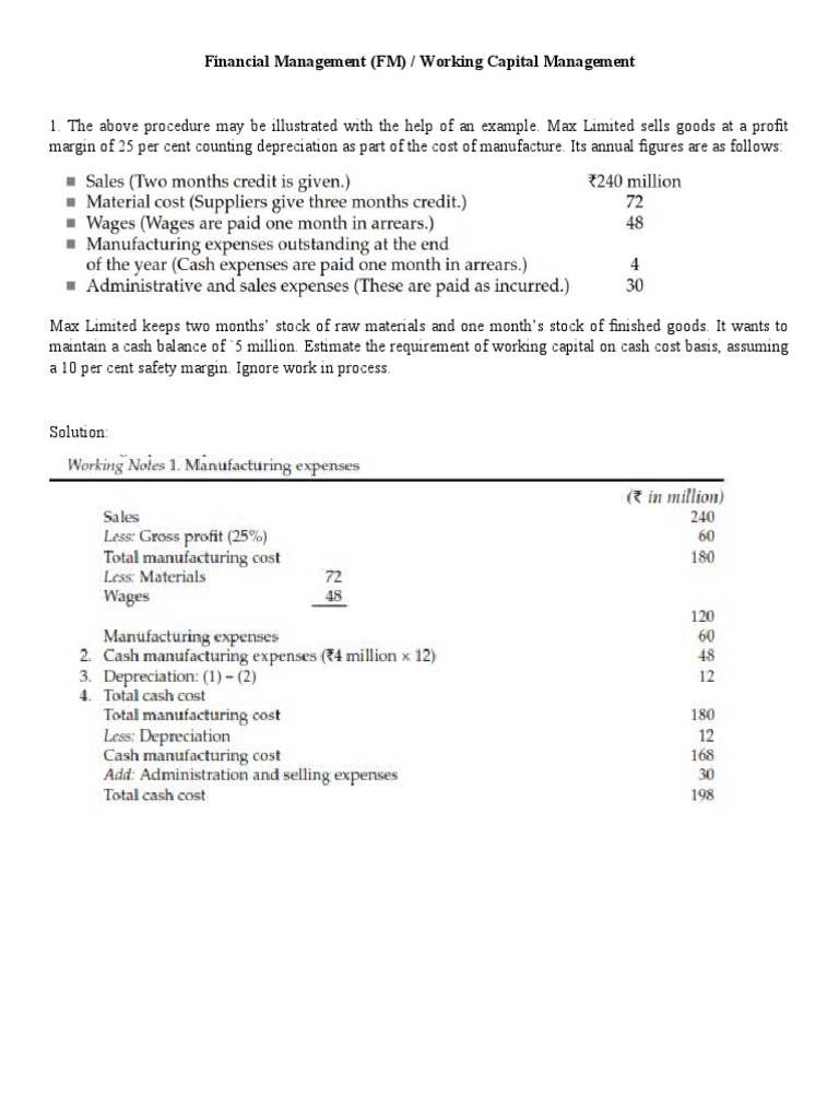 10.working Capital Management Sums | PDF | Finance & Money Management