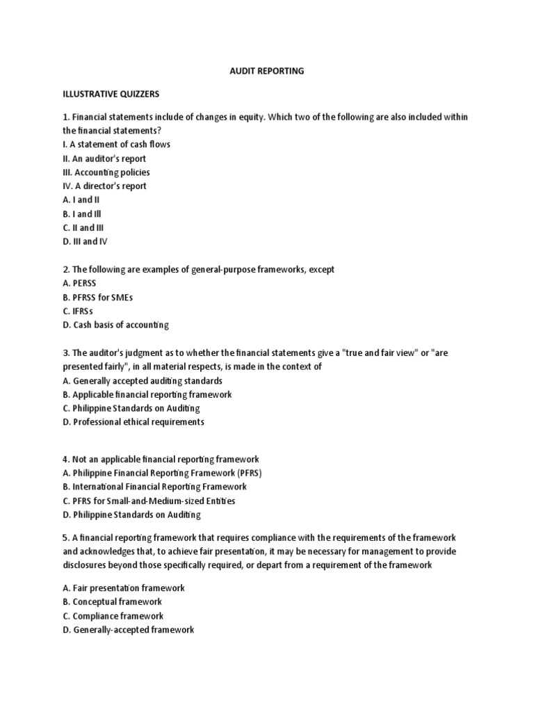 Audit Reporting Quiz Questions and Answers | PDF | Auditor's Report ...