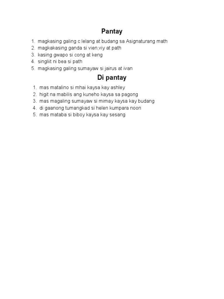 Pantay at Di Pantay | PDF