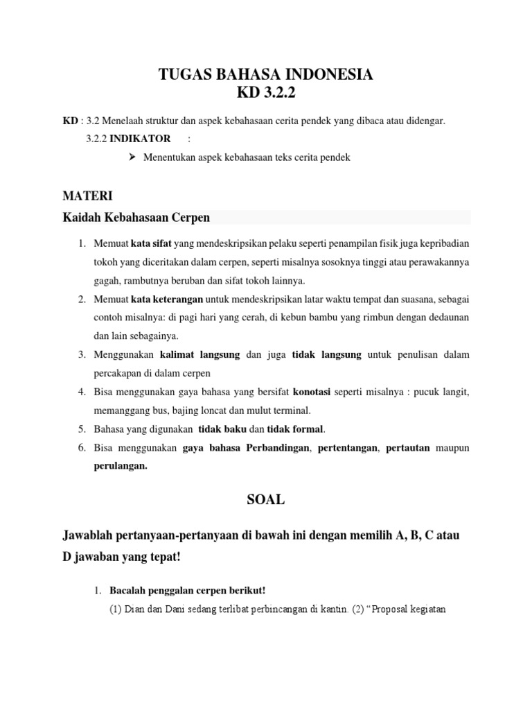 Tugas KD 3.2.2 | PDF | Seni & Disiplin Bahasa | Puisi