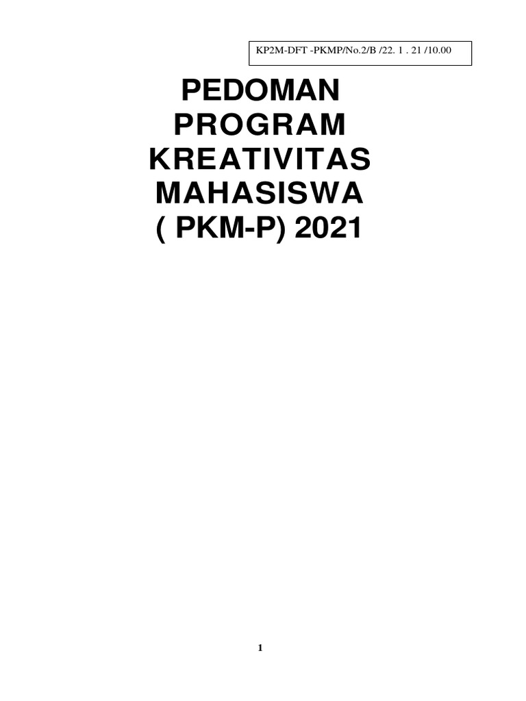 # Draft Pedoman PKM P 2021 | PDF