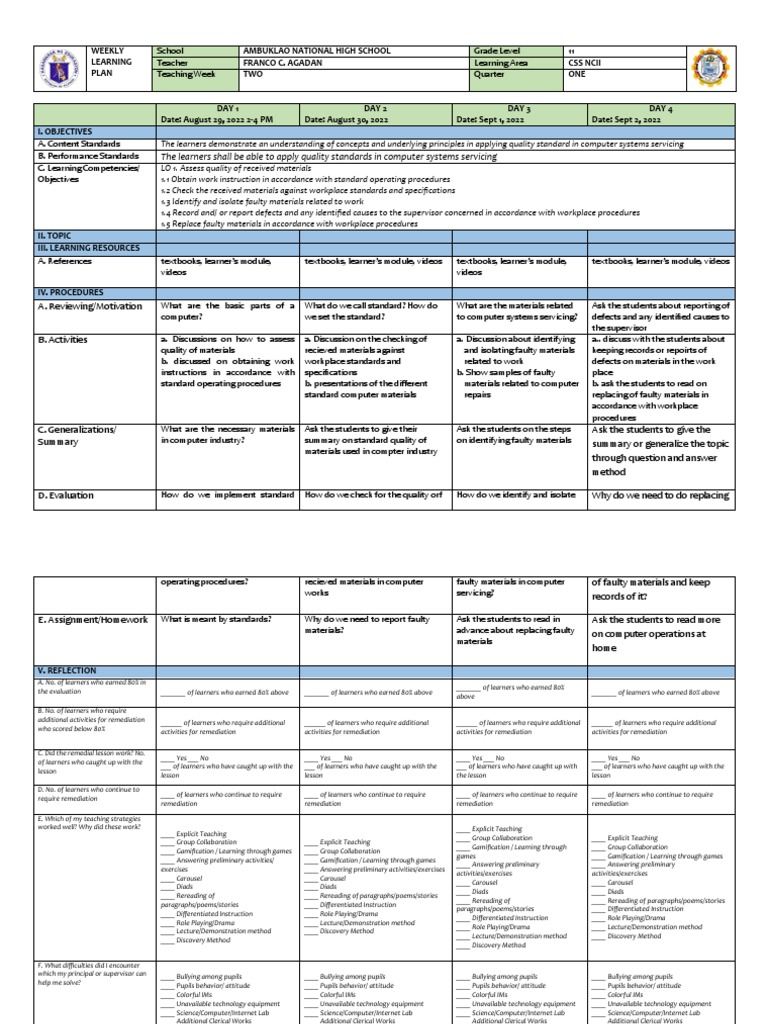 DLL Q1 WK2 | PDF | Learning | Differentiated Instruction