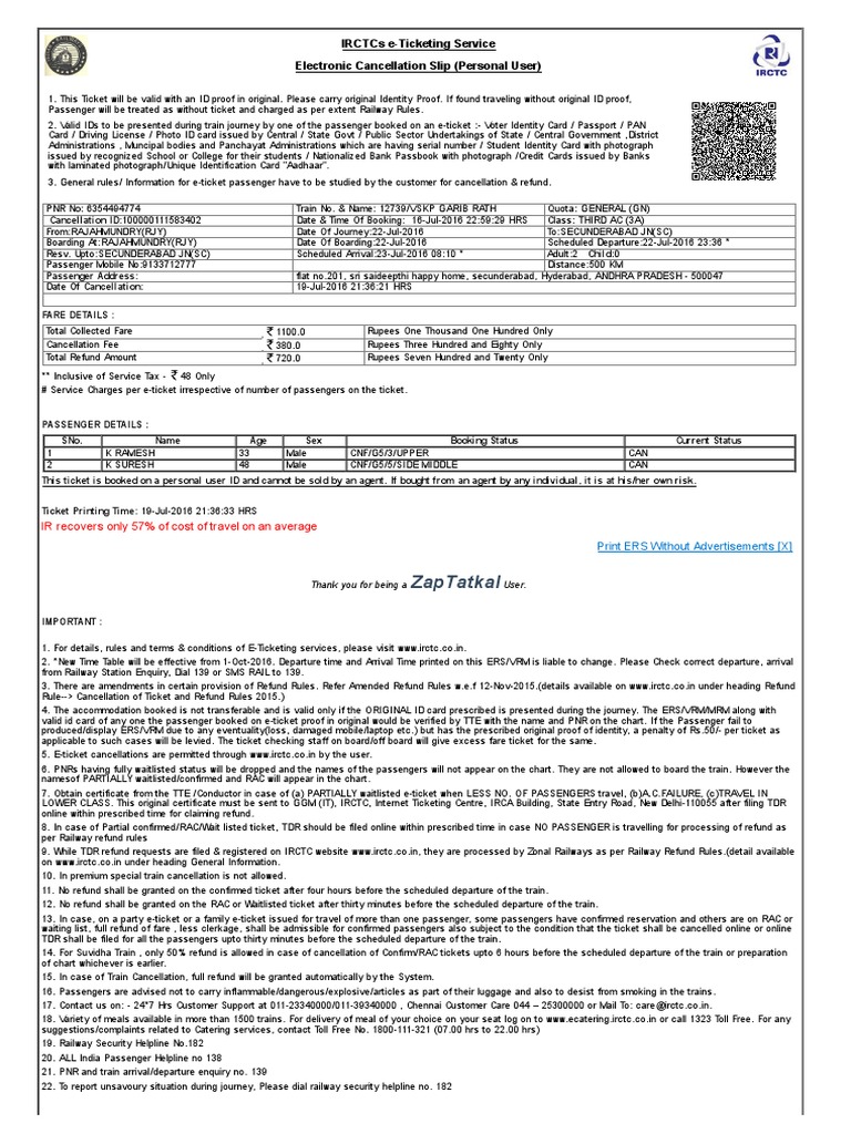 Cancel TCKT | PDF | Identity Document | Ticket (Admission)