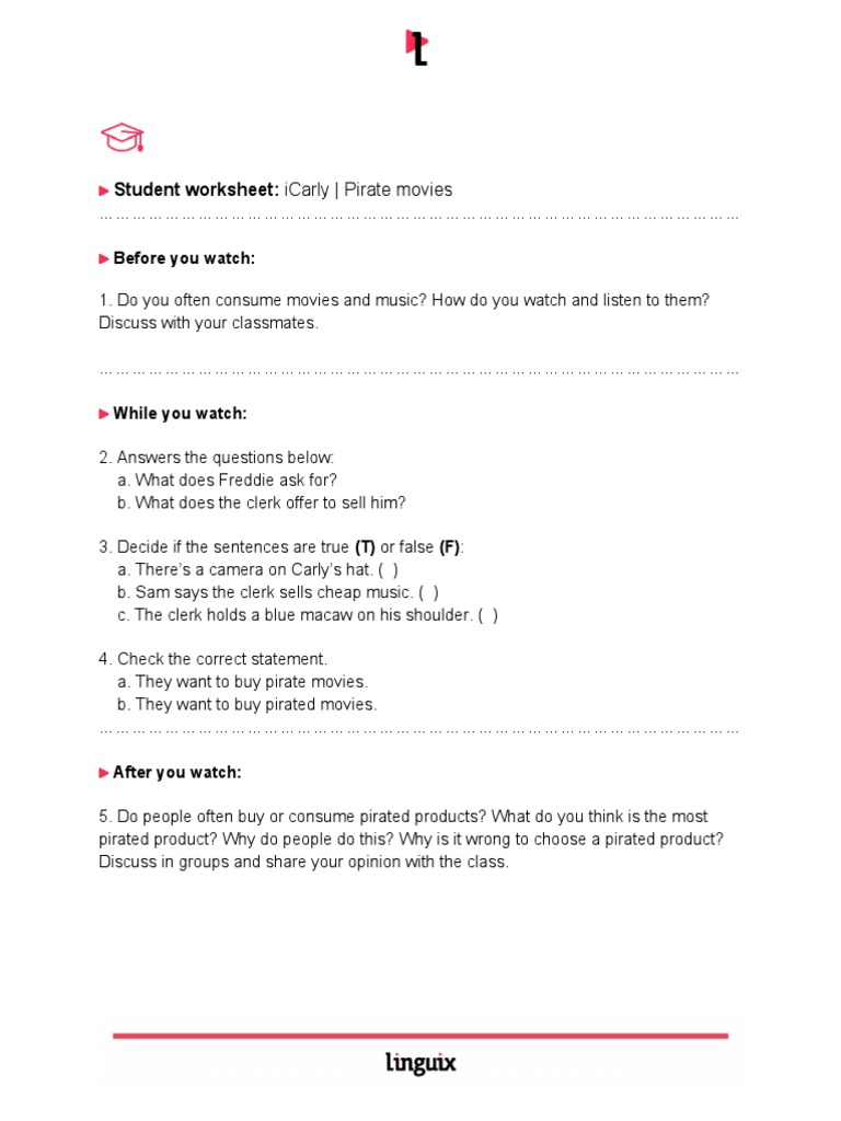 ICarly - Pirate Movies - Student Worksheet | PDF