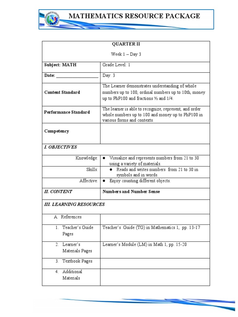 Math1 q1 Week1 Day3 | Download Free PDF | Learning | Teachers