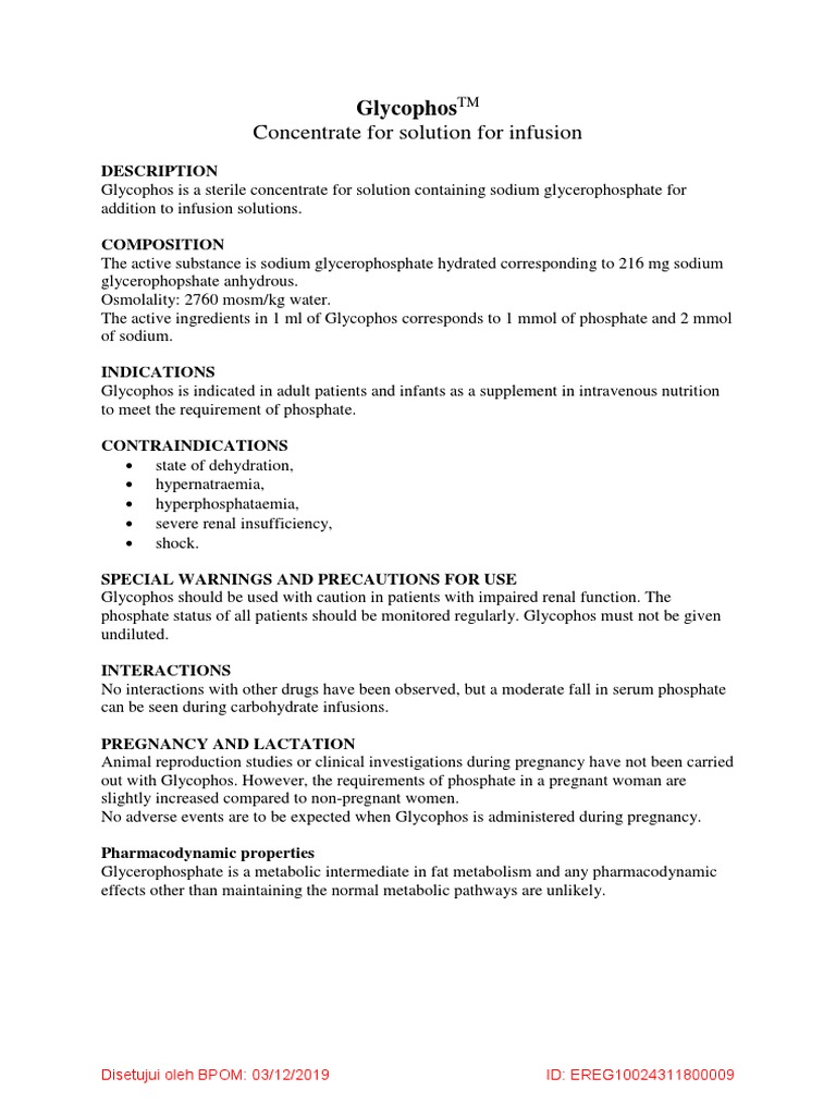 Glycophos Larutan Injeksi 216mg, ML (Infus) - Natrium Gliserofosfat ...