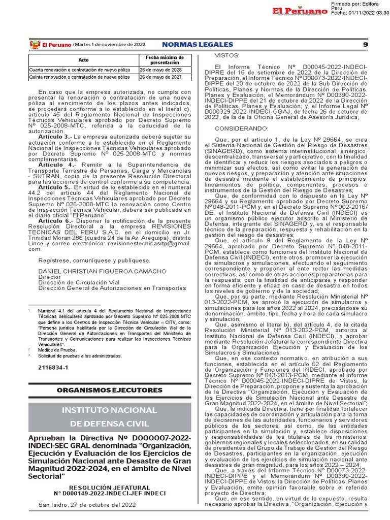 Aprueban La Directiva No d000007 2022 Indeci Sec Gral Denomi Resolucion ... Aprueban La Directiva No d000007 2022 Indeci Sec Gral Denomi Resolucion ...