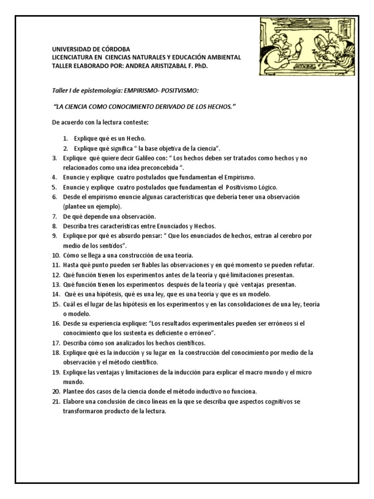 Taller Empirismo Positivismo | PDF | Filosofía | Ciencia y matemáticas