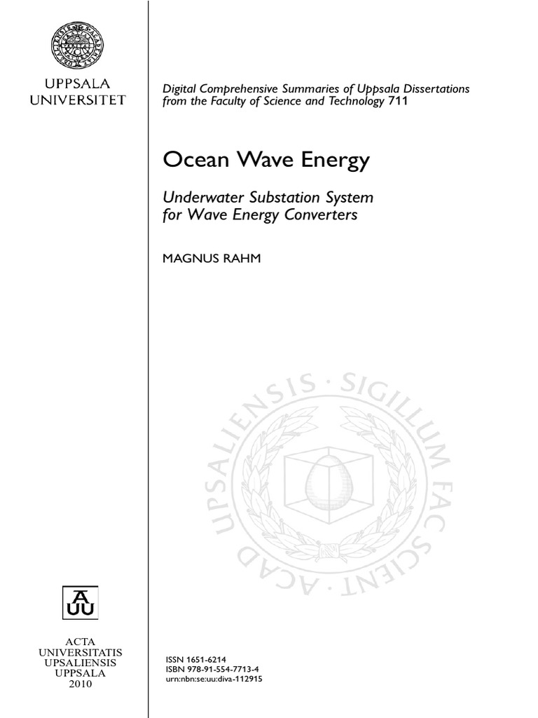 Ocean Wave Energy - Underwater Substation System For Wave Energy ...