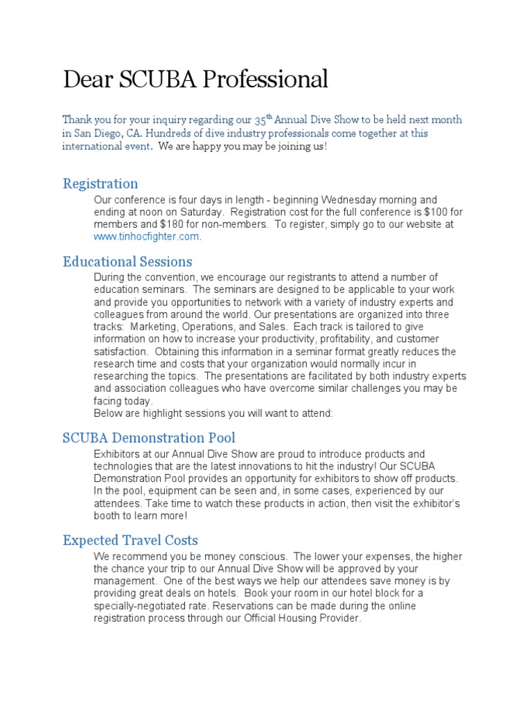 35th Annual Dive Show Registration Info | PDF | Scuba Diving | Economies