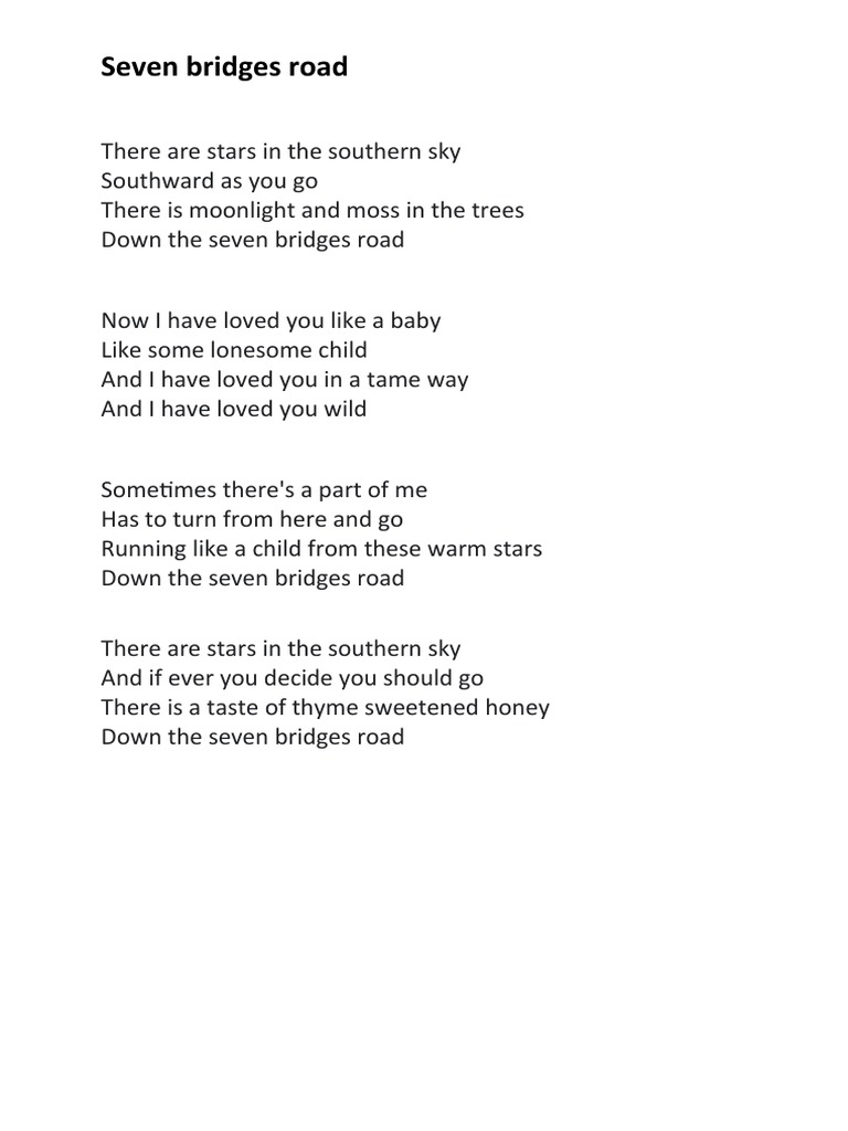 Seven Bridges Road Lyrics | PDF