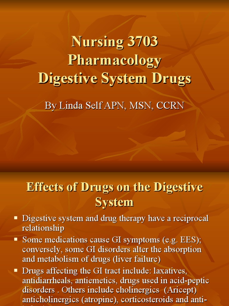 Nursing 3703 Digestive System Drugs | PDF | Vomiting | Stomach